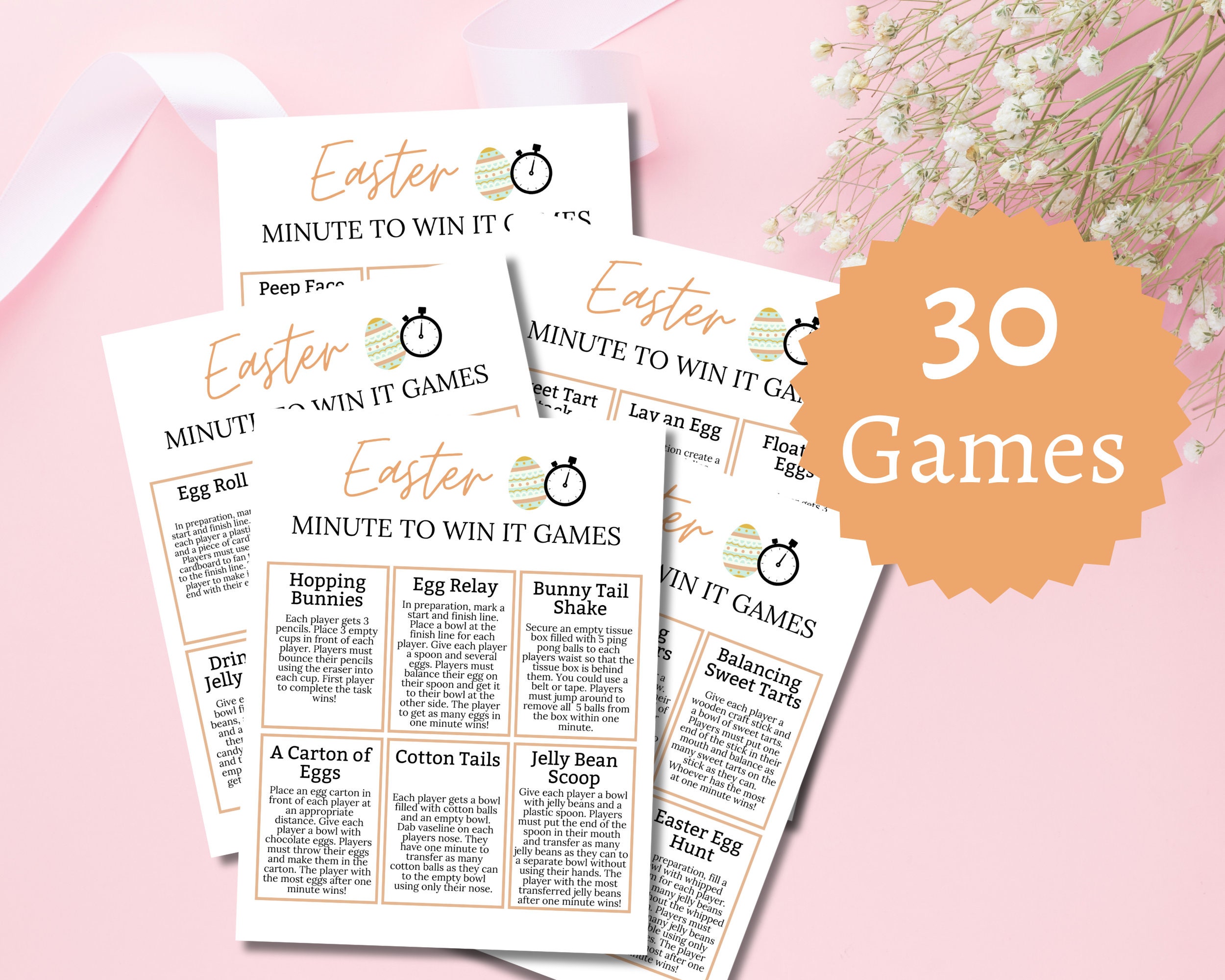 Easter Minute to Win It Bundle, Printable Easter Party Game for Kids ...