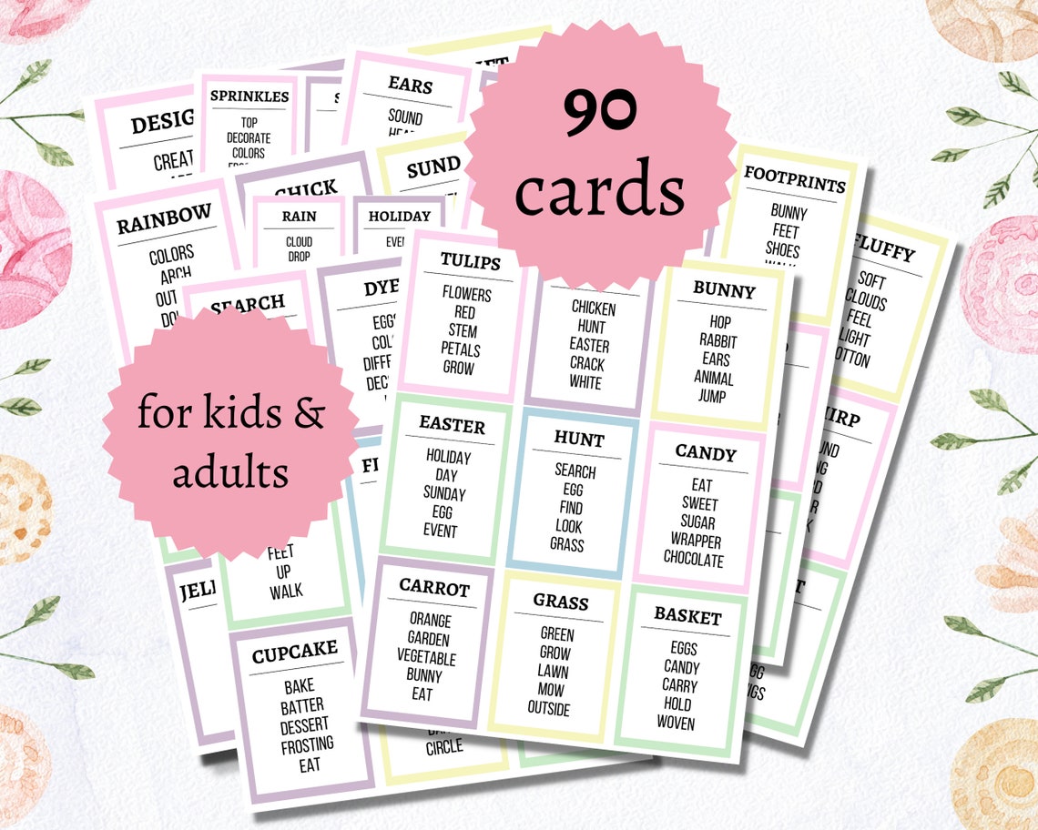Easter Taboo Cards, Printable Easter Party Game for Kids, Teens, and ...