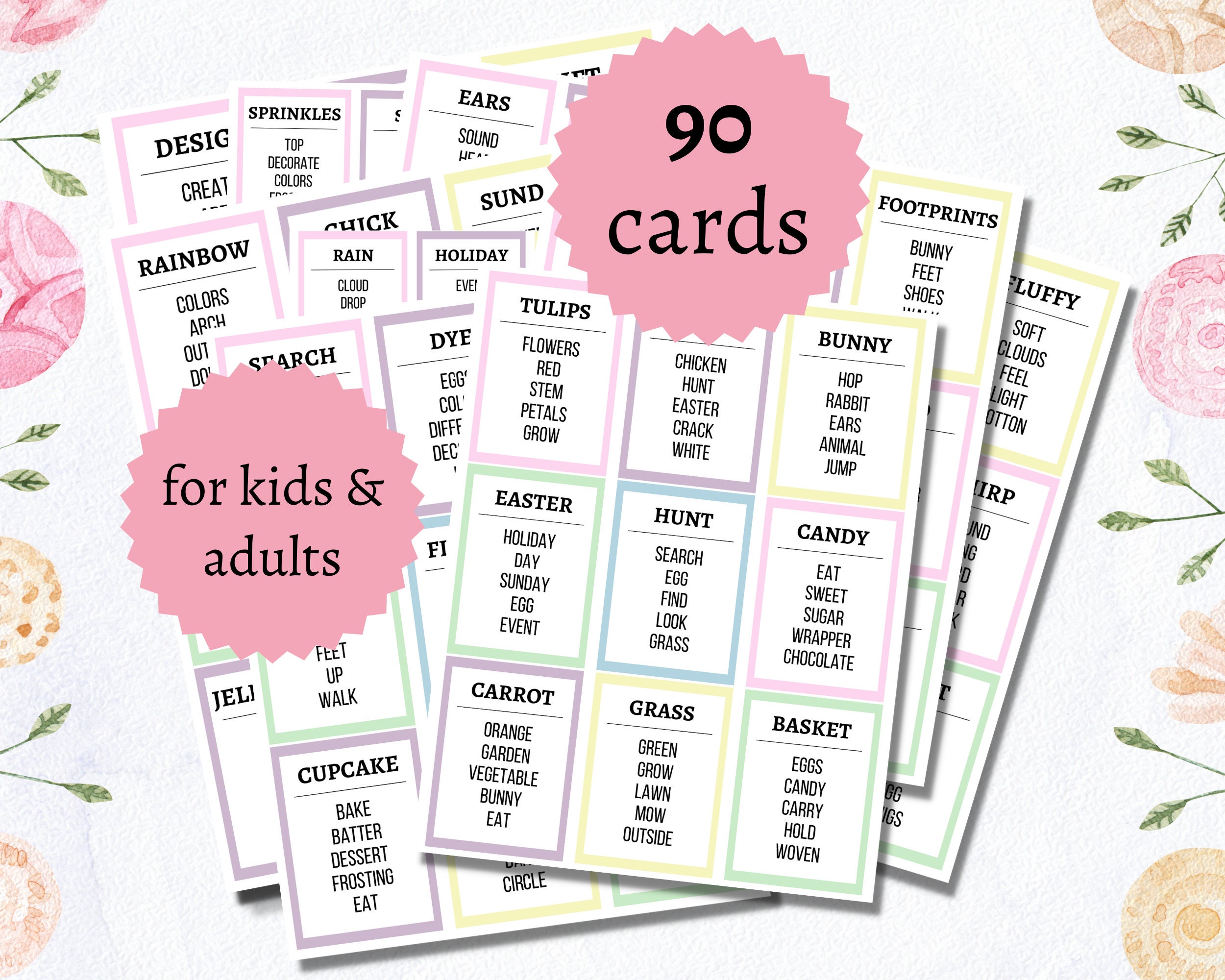 Easter Taboo Cards, Printable Easter Party Game for Kids, Teens, and ...