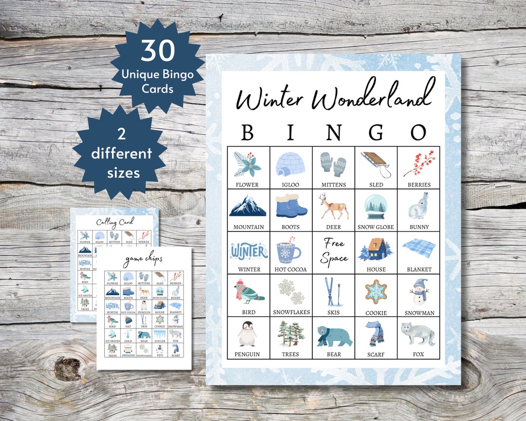 Winter Wonderland Bingo Cards, Printable Holiday Party Game for Kids ...