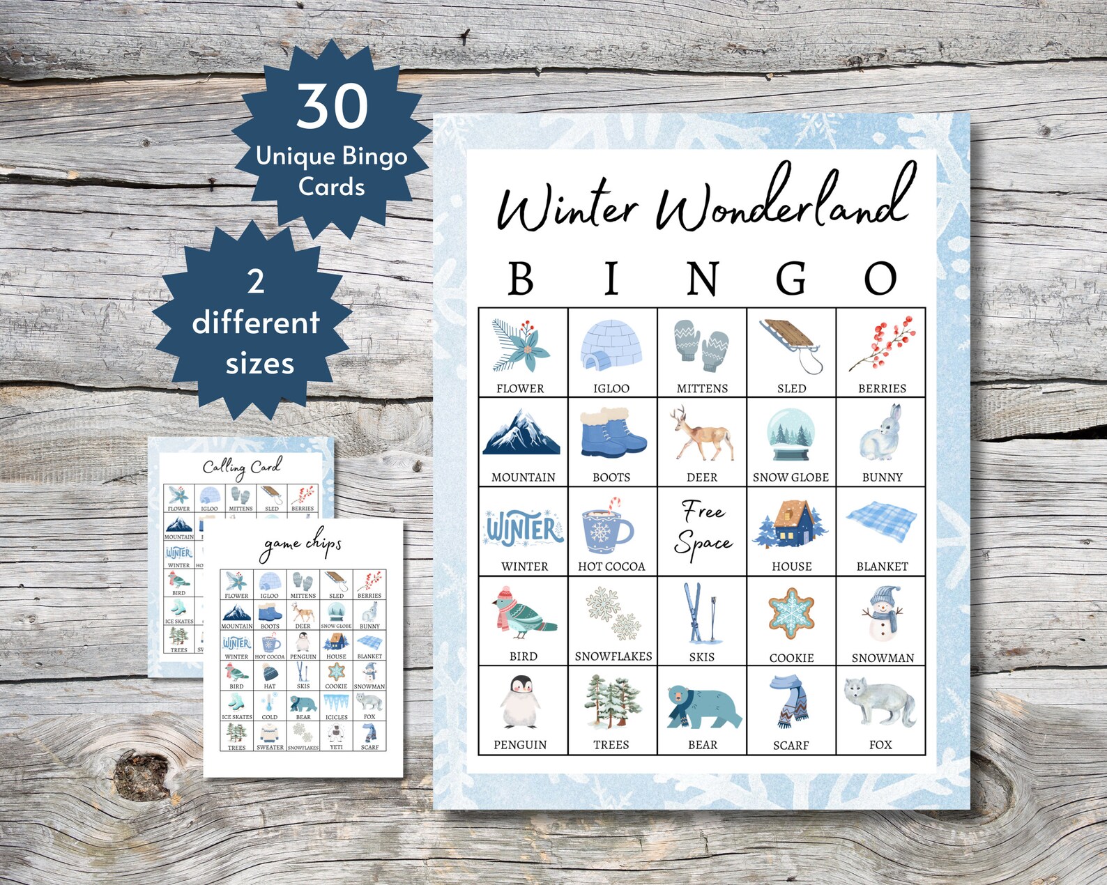 Winter Wonderland Bingo Cards, Printable Holiday Party Game for Kids ...