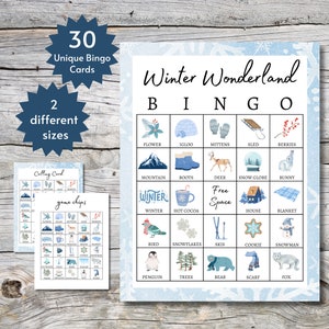 Winter Wonderland Bingo Cards, Printable Holiday Party Game for Kids ...