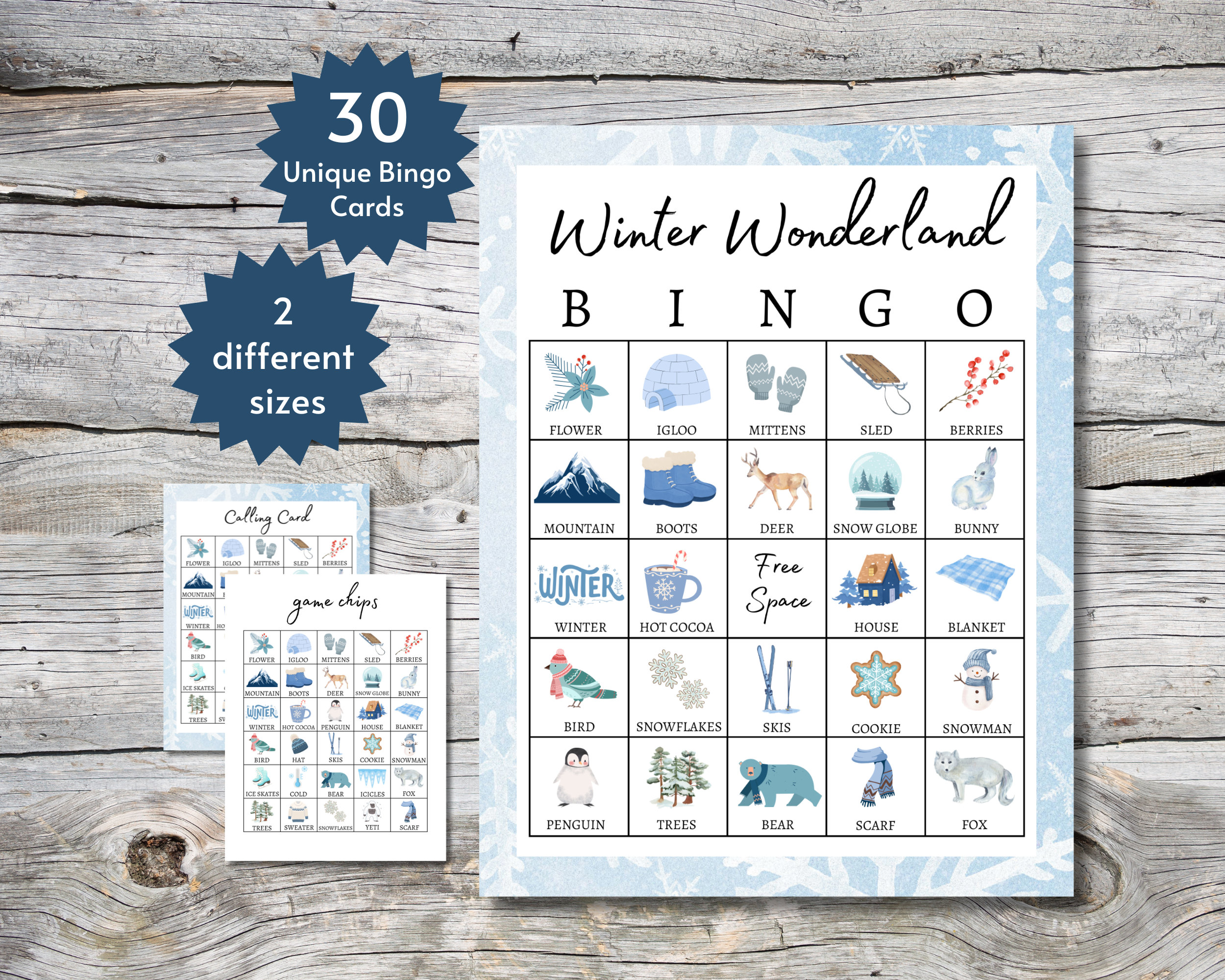Winter Wonderland Bingo Cards, Printable Holiday Party Game for Kids ...