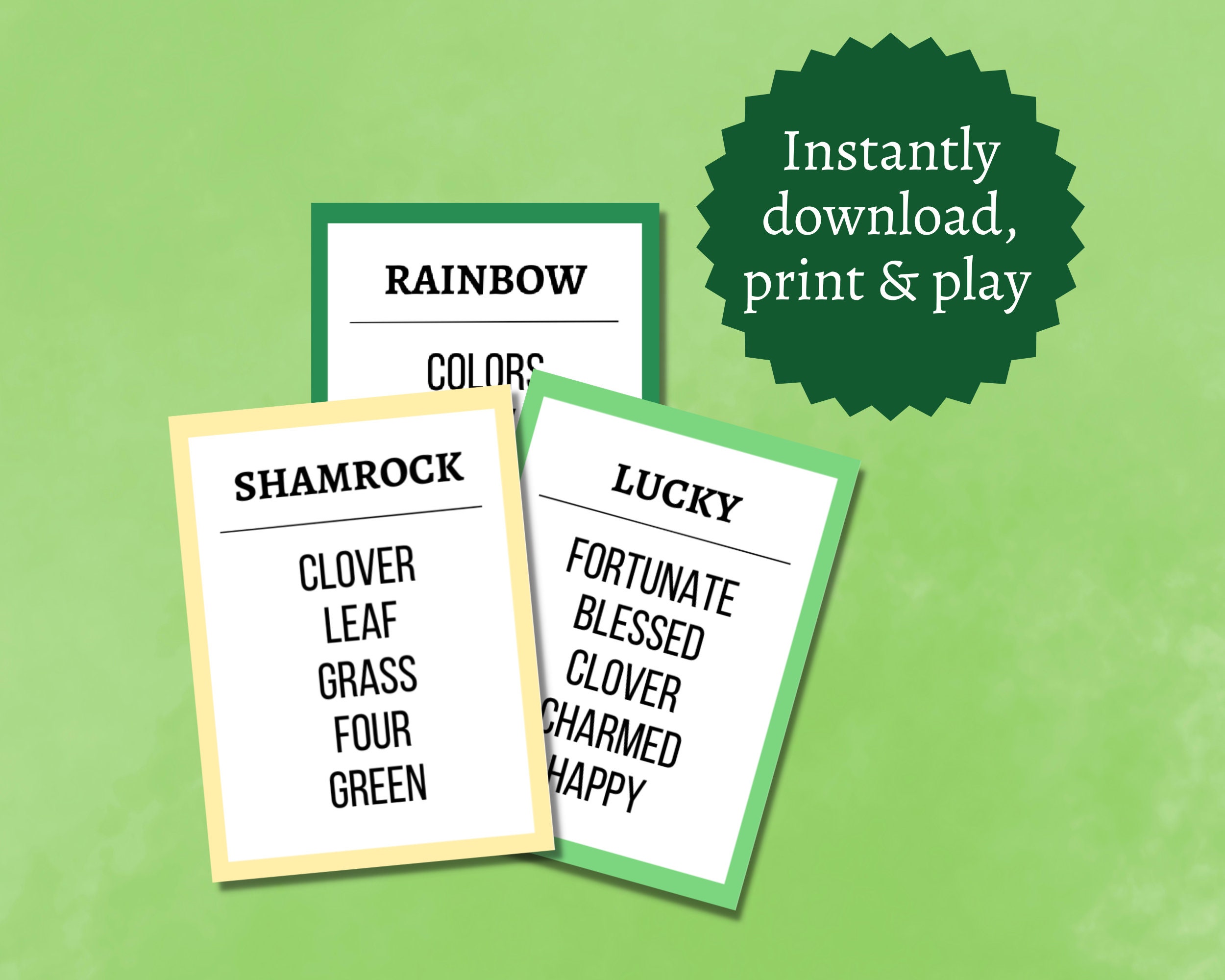 St. Patrick's Day Taboo Game, Printable Party Game for Kids, Teens, and ...