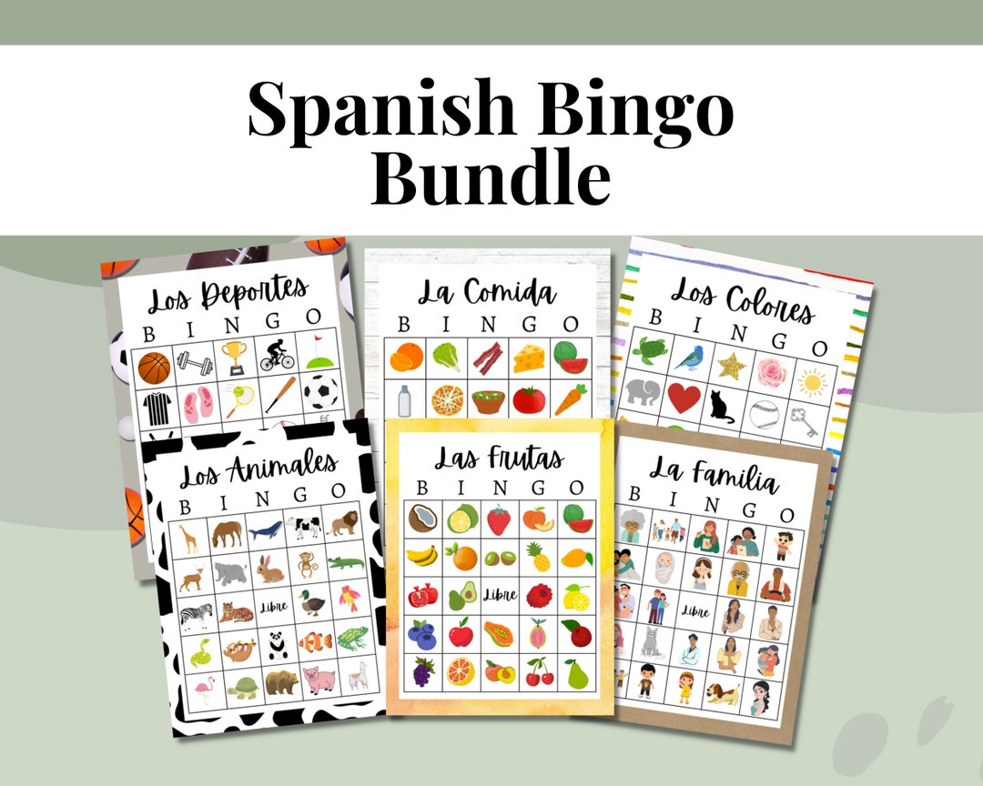 Spanish Bingo Games Bundle, Printable Spanish Learning Activity for ...