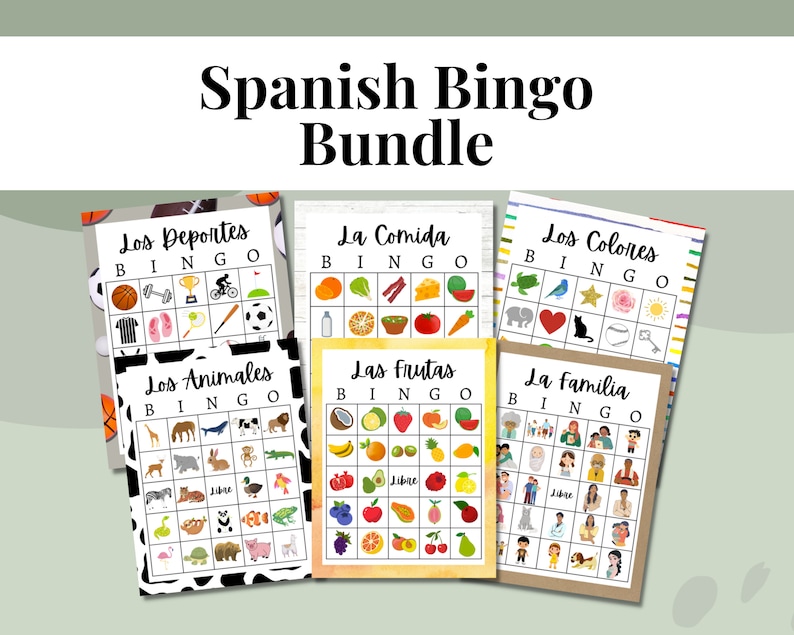 Spanish Bingo Games Bundle, Printable Spanish Learning Activity for ...
