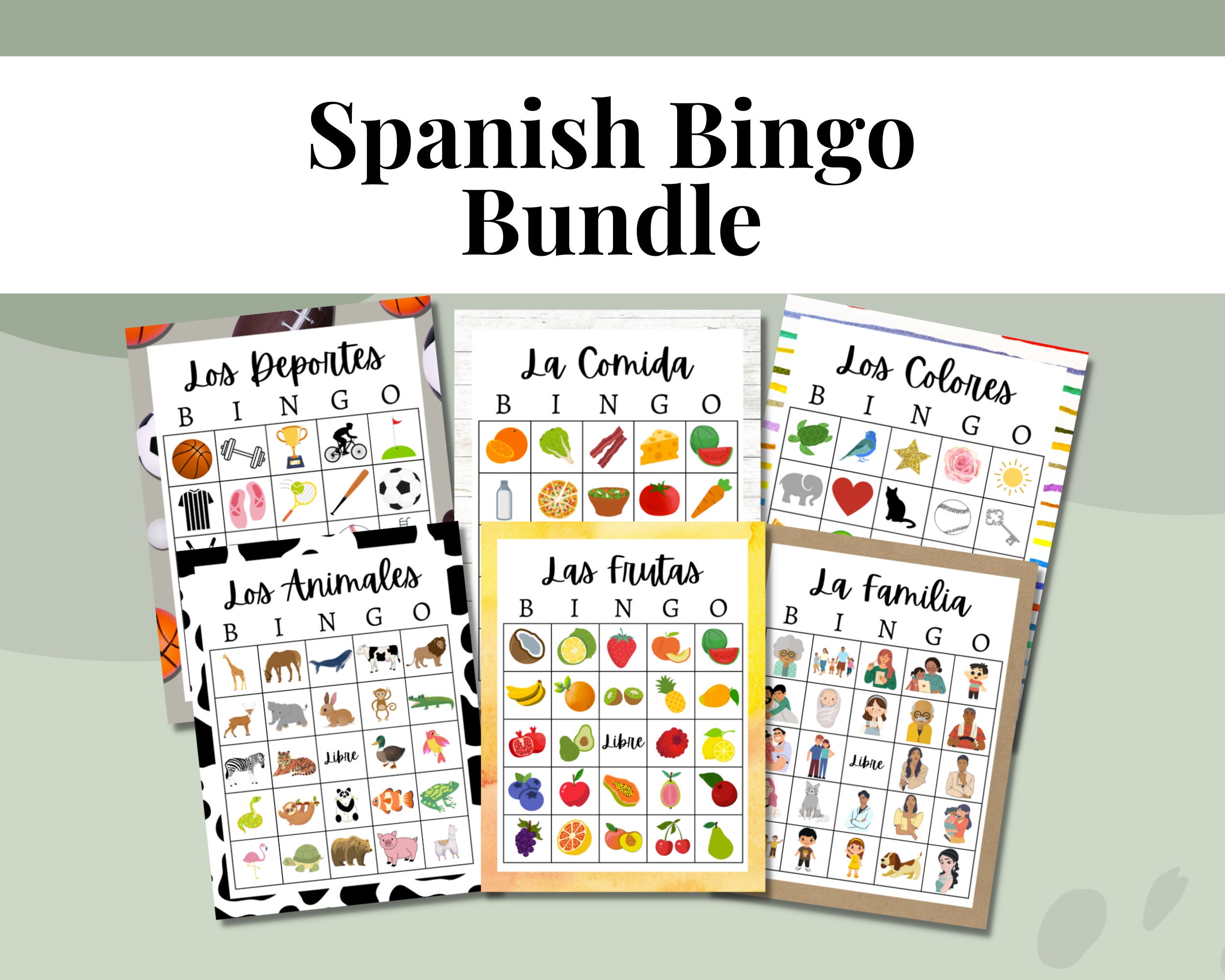 Spanish Bingo Games Bundle, Printable Spanish Learning Activity for ...