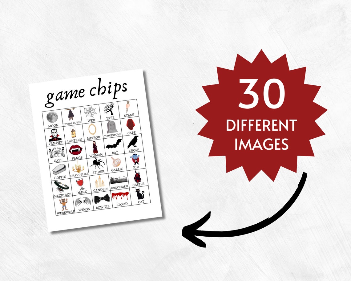 Vampire Bingo Cards, Printable Dracula Party Game for Kids, Teens, and ...