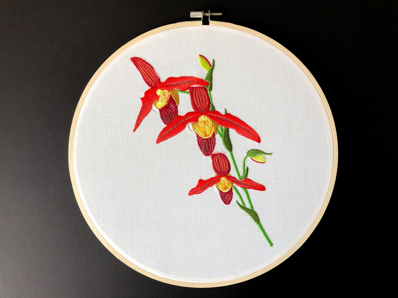 Slipper Orchid With Three Blossoms Machine Embroidery File - Etsy