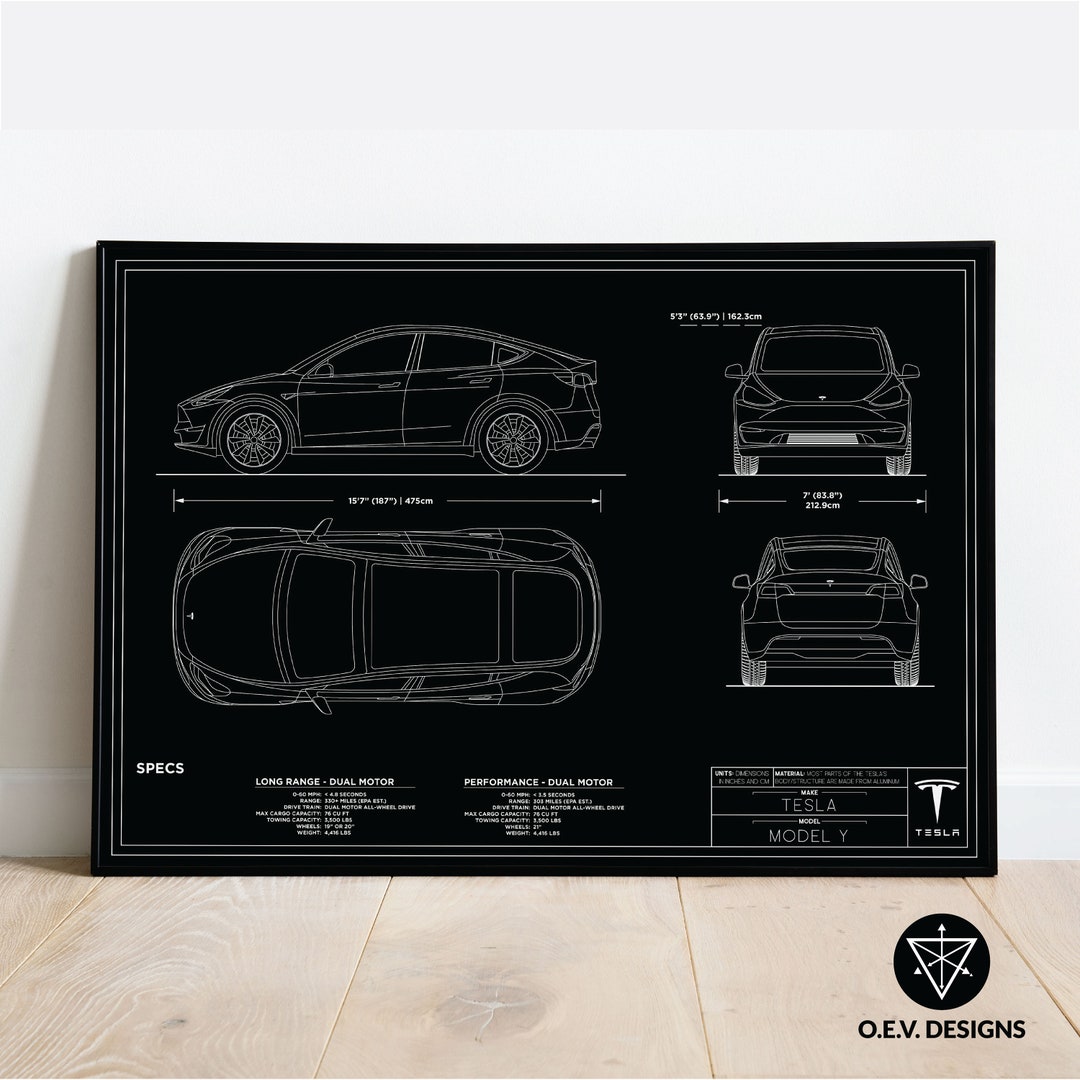 Tesla Model Y Poster Tesla Wall Art Tesla Poster Tesla Print Tesla ...
