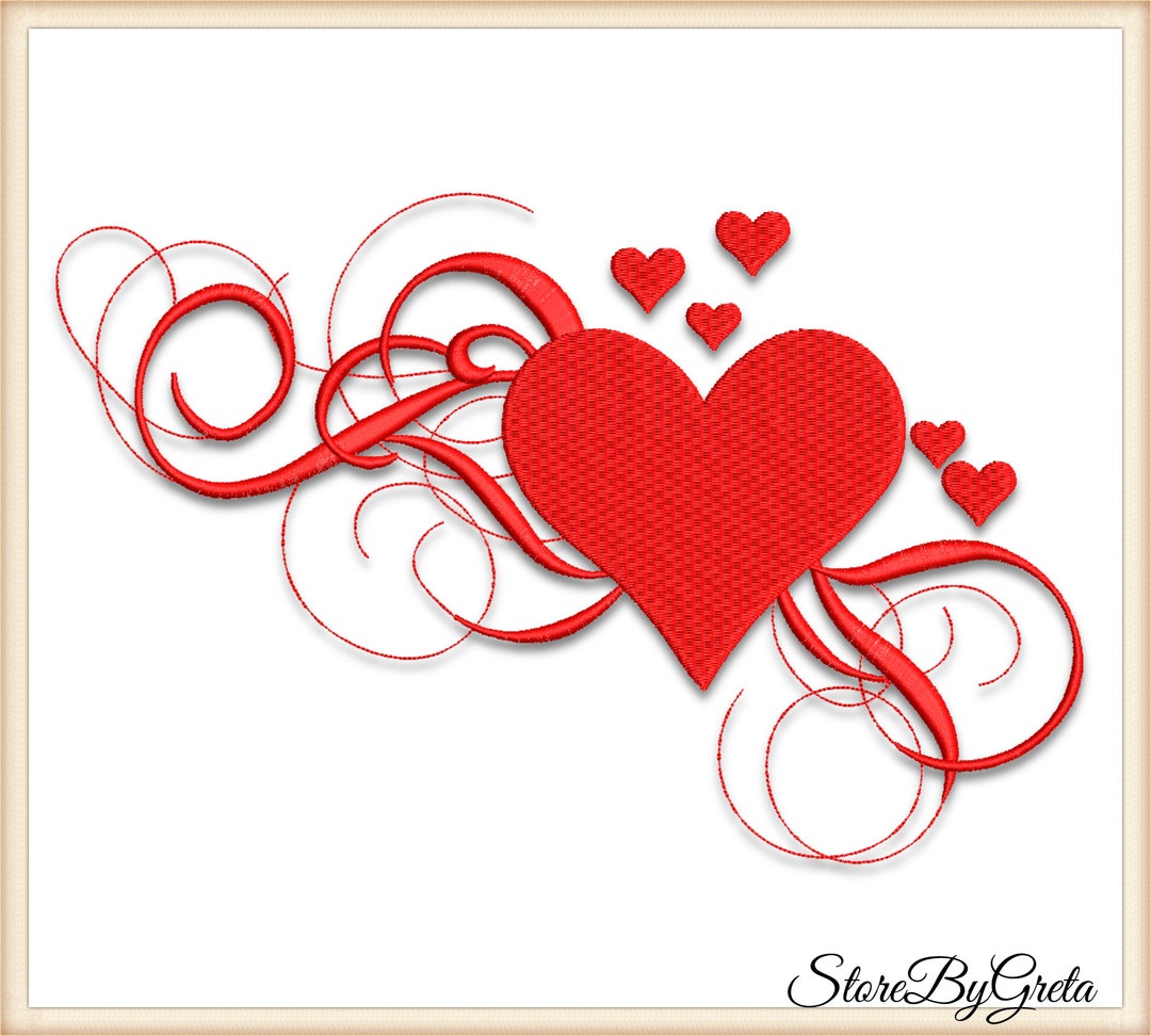 Embroidery Pe Design Heart Pes Love Wedding Valentine's Day - Etsy
