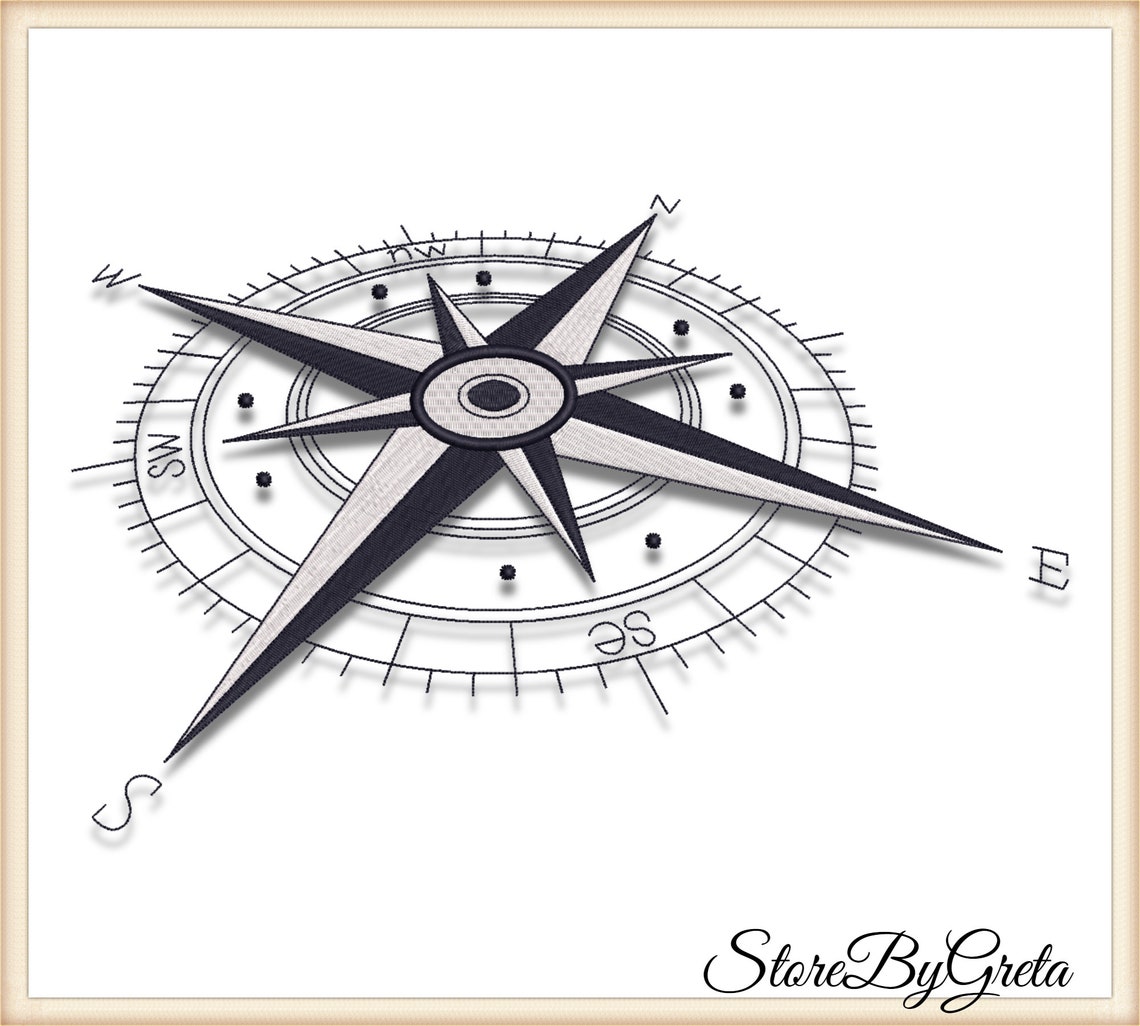 Compass Machine Embroidery Design Nautical Designs Sailing - Etsy