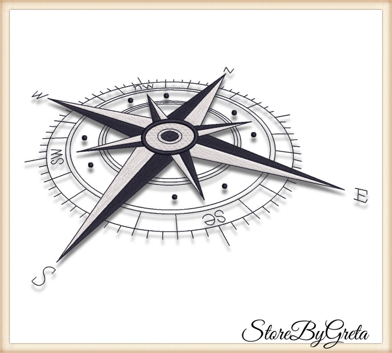 Compass Machine Embroidery Design Nautical Designs Sailing - Etsy