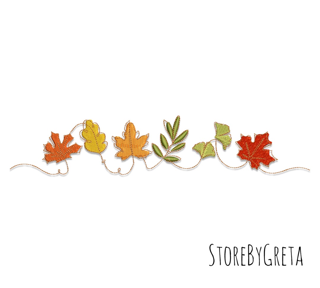 Autumn Leaves Embroidery Machine Pe Designs Fall Thanksgiving Border ...