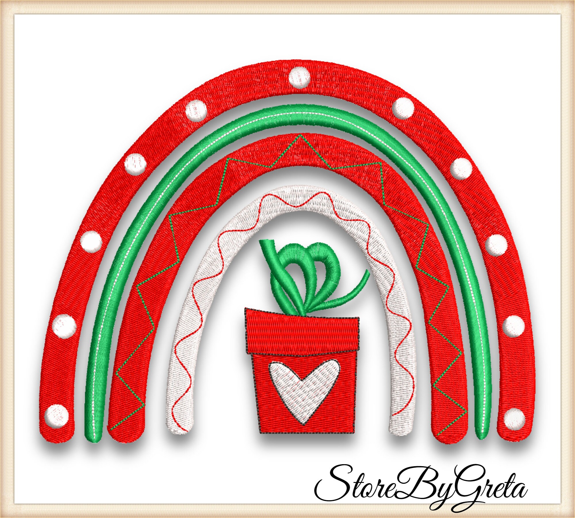 Embroidery Machine Designs Boho Rainbow Christmas Pes Instant - Etsy