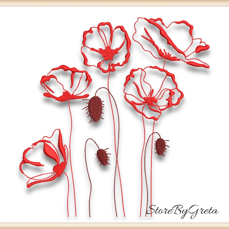 Poppy Embroidery Pattern - Etsy
