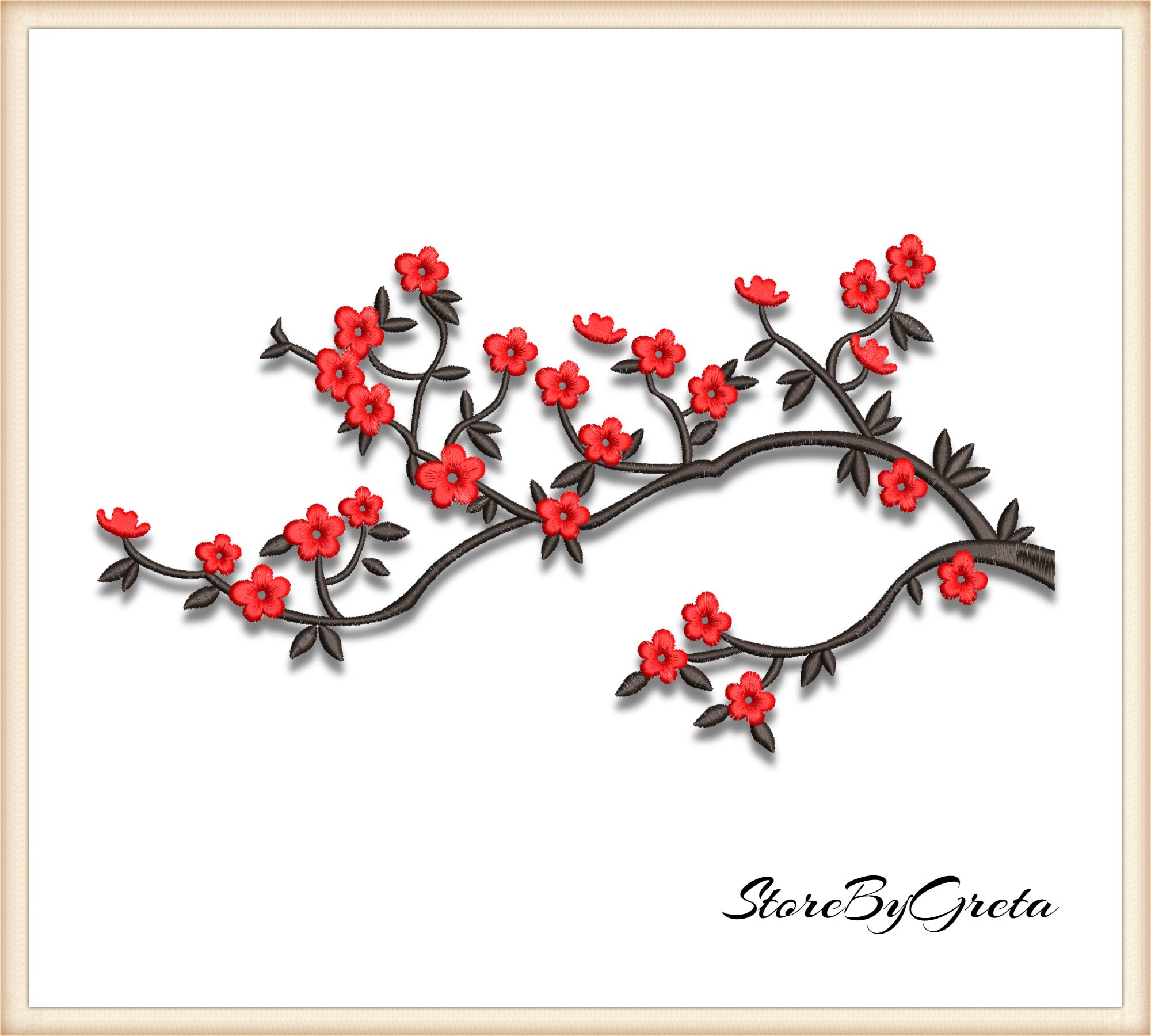 Embroidery Machine Design Branch Pes Flower Instant Digital Download ...