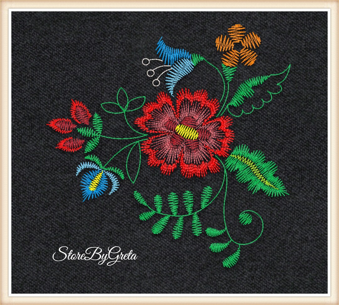 Kalocsa Embroidery Machine Design Pattern Pe File Hungarian Folk Flower ...