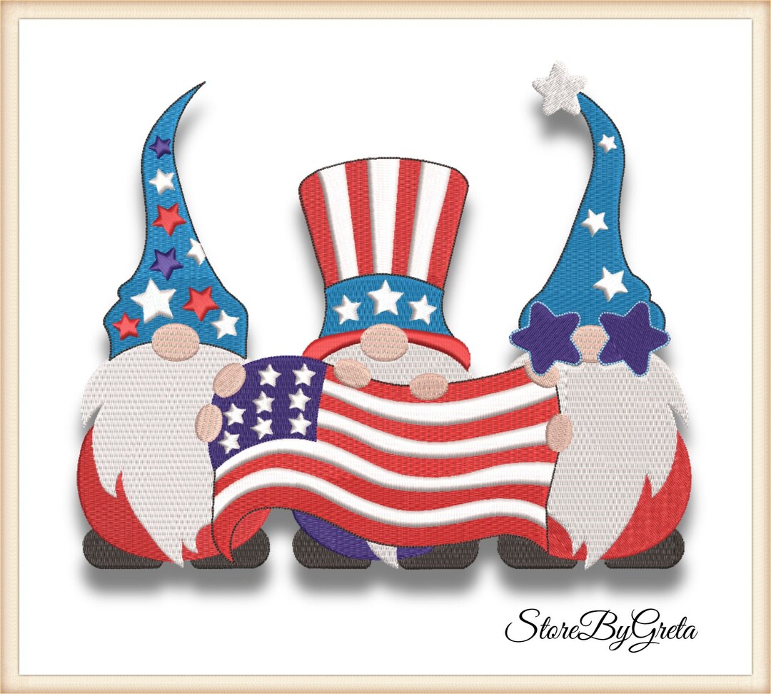 Embroidery Machine Pe Designs Usa Gnomes American Pes Instant Digital ...