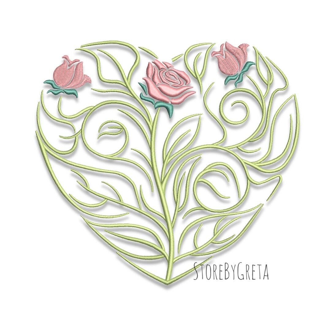 Embroidery Pe Design Heart Rose Pes Love Valentine's Day - Etsy