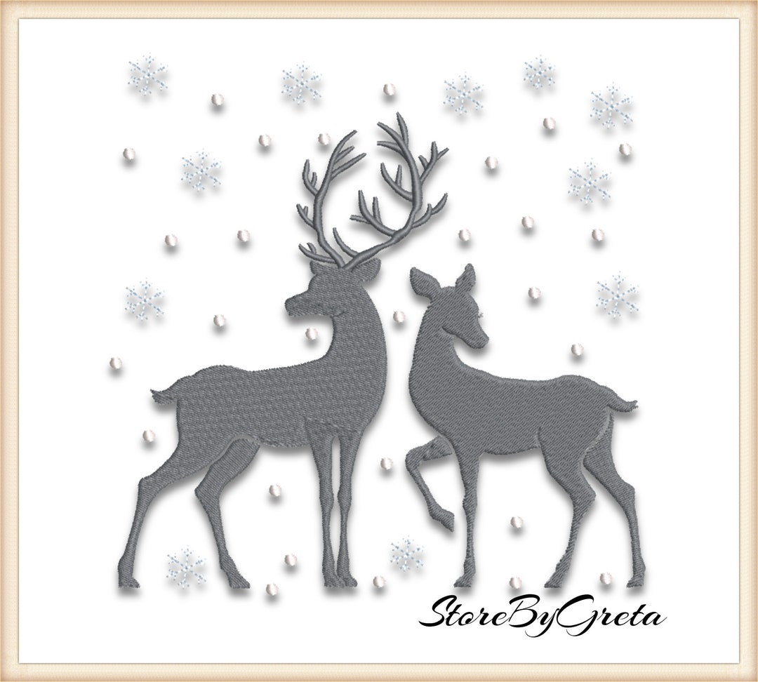 Deer Embroidery Machine Pe Design Winter Christmas Snowflake Pes ...
