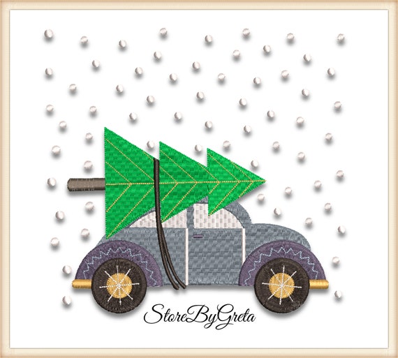Christmas Embroidery Machine Design Tree Car Pes Instant - Etsy