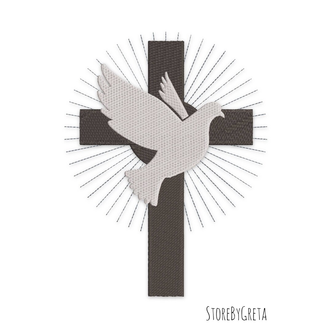 Embroidery Pe Design Dove Cross Religion Church Logo Pes Pattern - Etsy