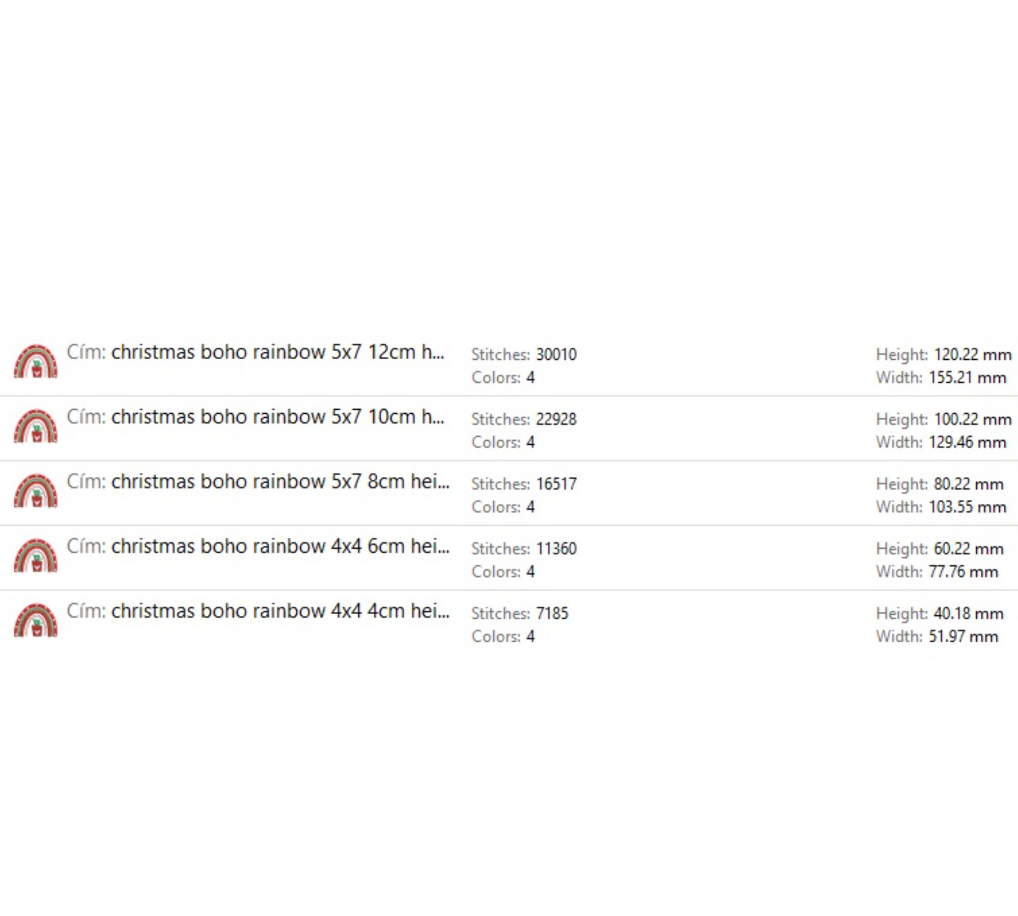 Embroidery Machine Designs Boho Rainbow Christmas Pes Instant - Etsy