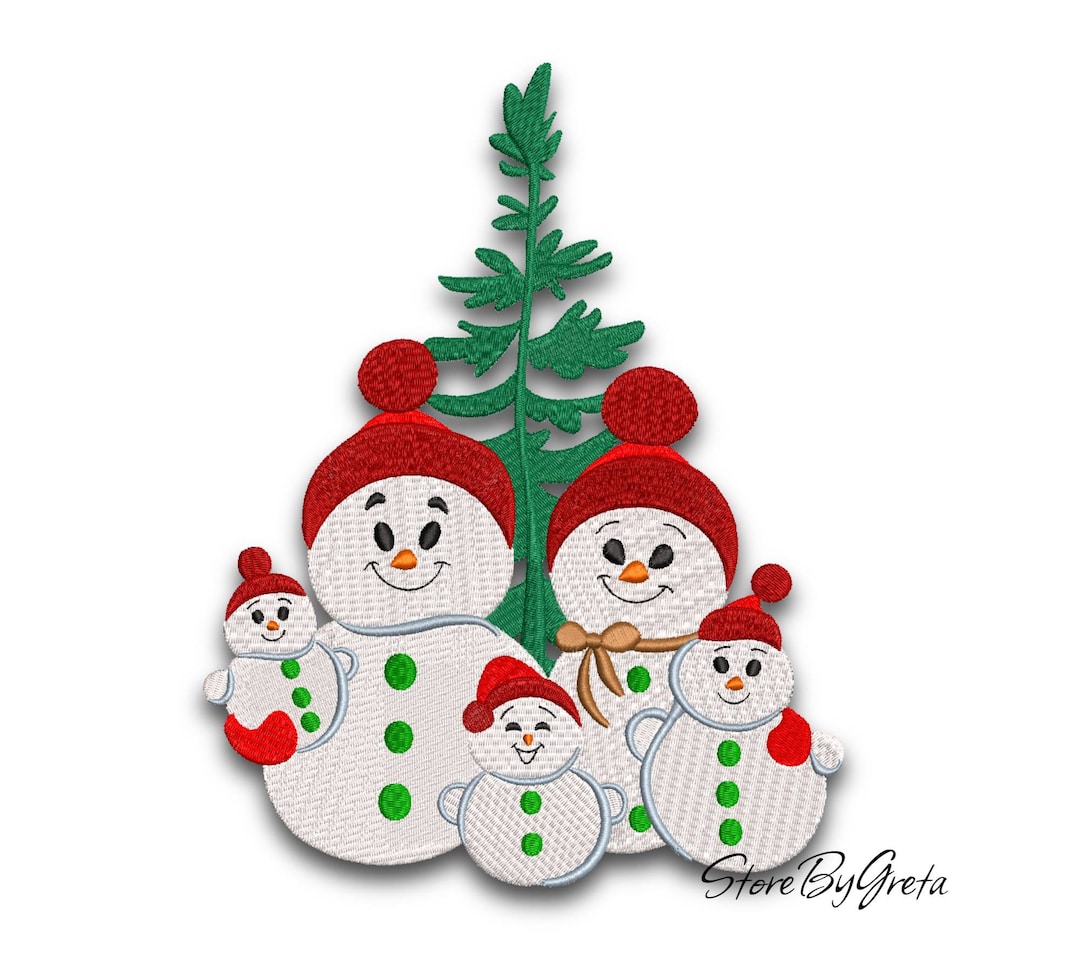 Snowman Family Embroidery Machine Pe Design Christmas Cute Pes Instant ...