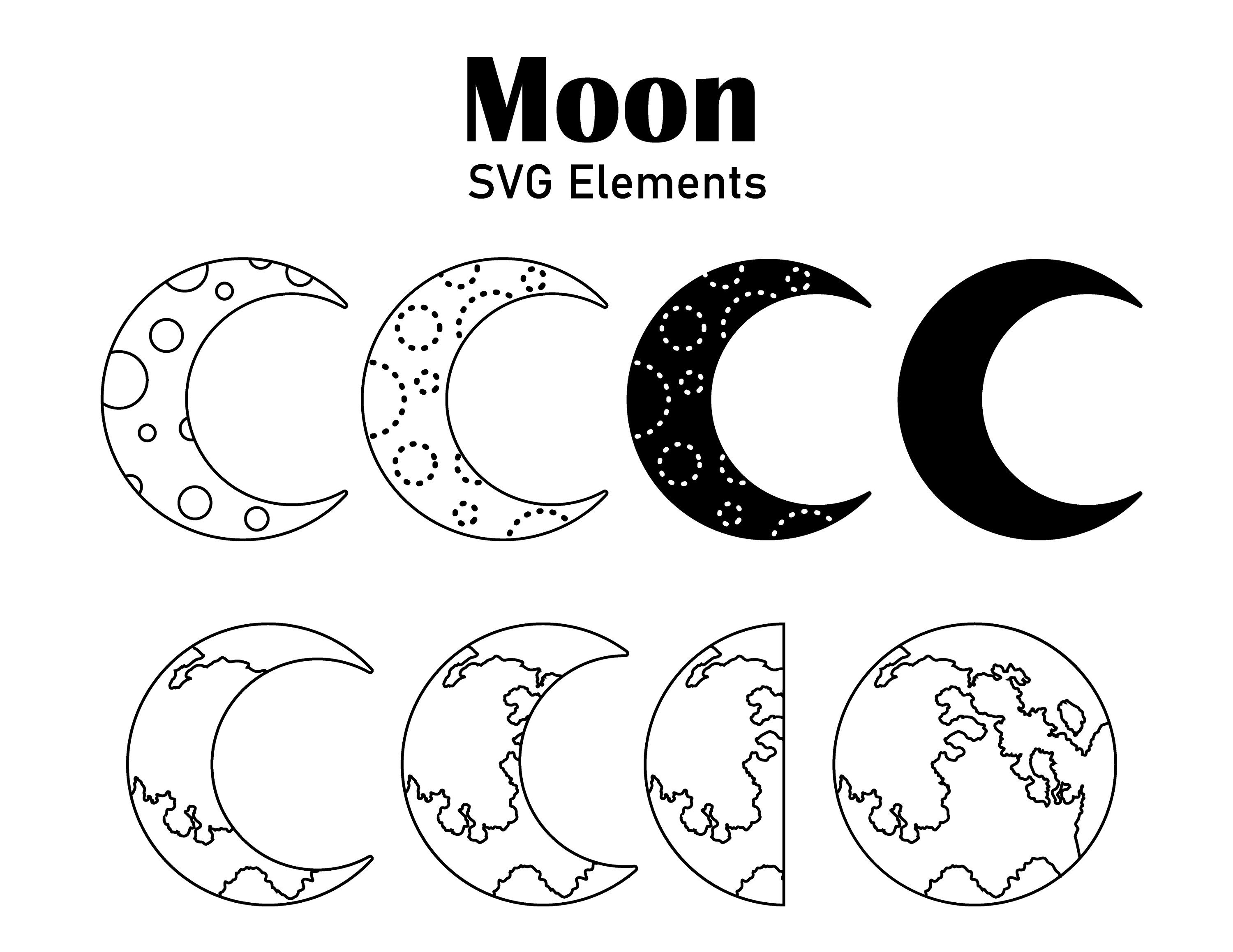 Moon SVG Designs (8 Pack) - Etsy