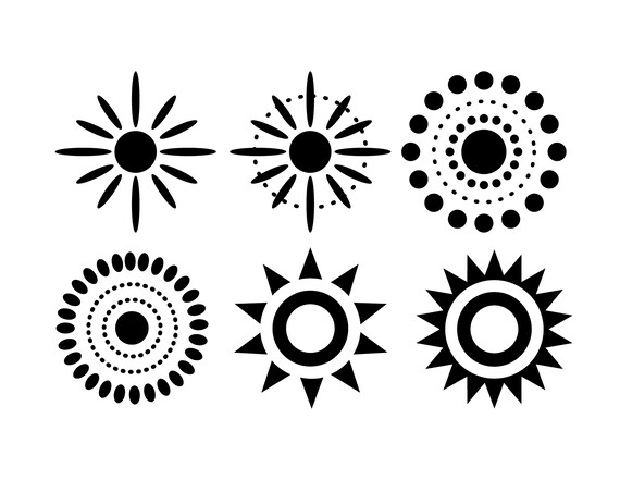 Sun SVG Vector Pack set of 6 | Etsy