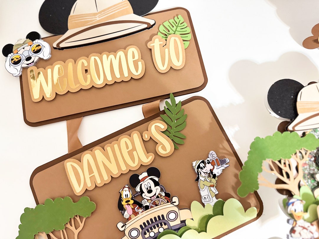 Safari Welcome Sign | Door Hanging Sign | Mickey Mouse Door Hanger ...