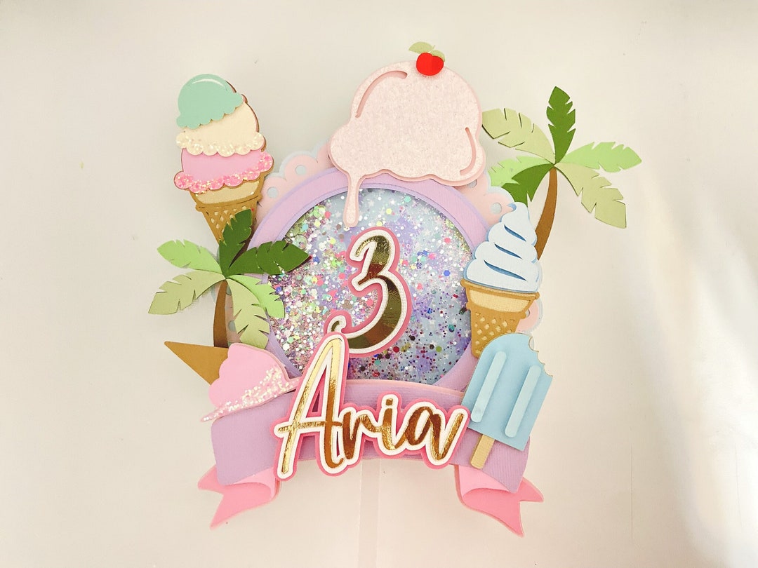 Here's the Scoop Cake Topper Ice Cream Themed Birthday - Etsy