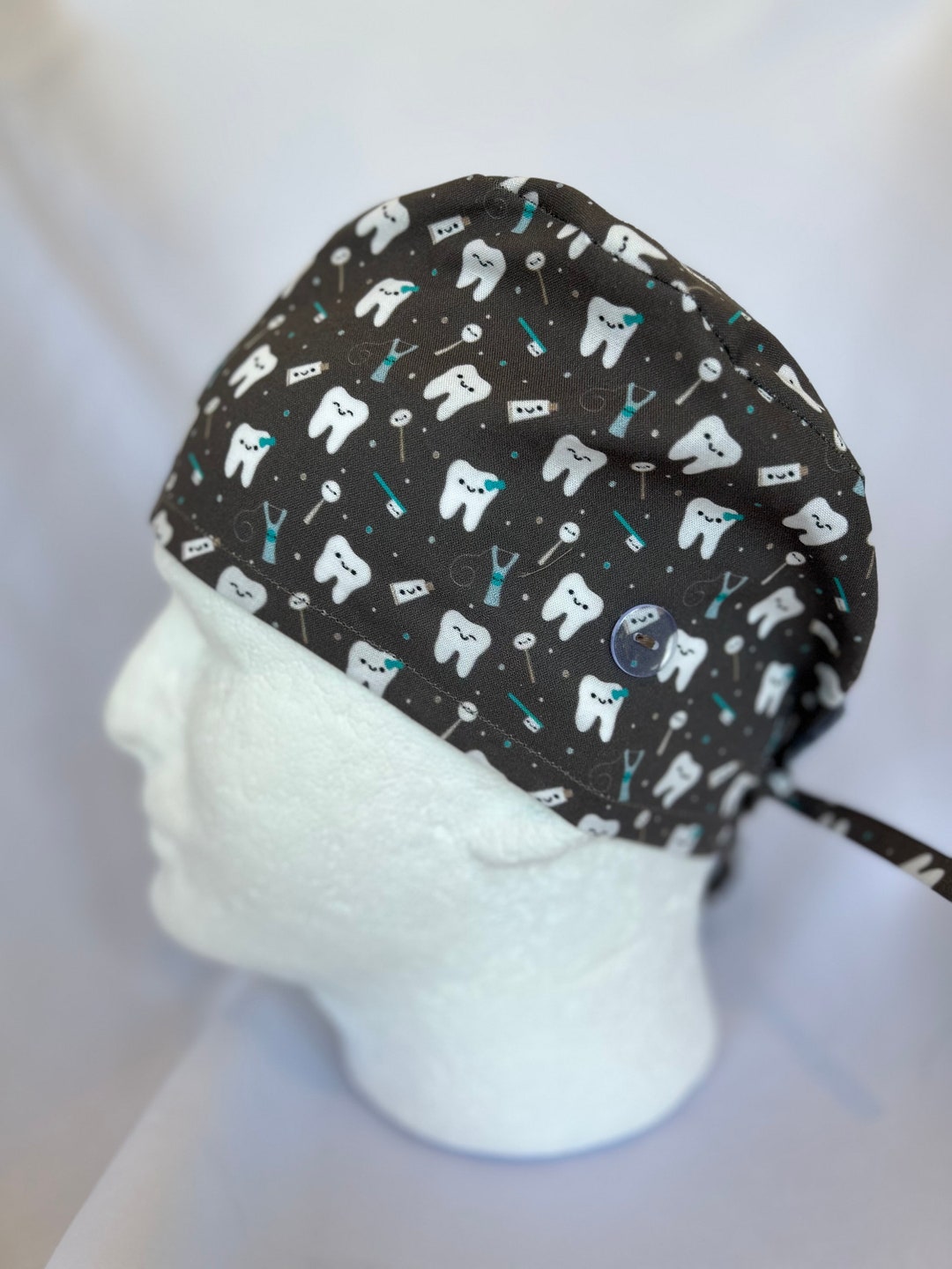 Happy Teeth & Friends Dental on Brown/teal Scrub Cap - Etsy