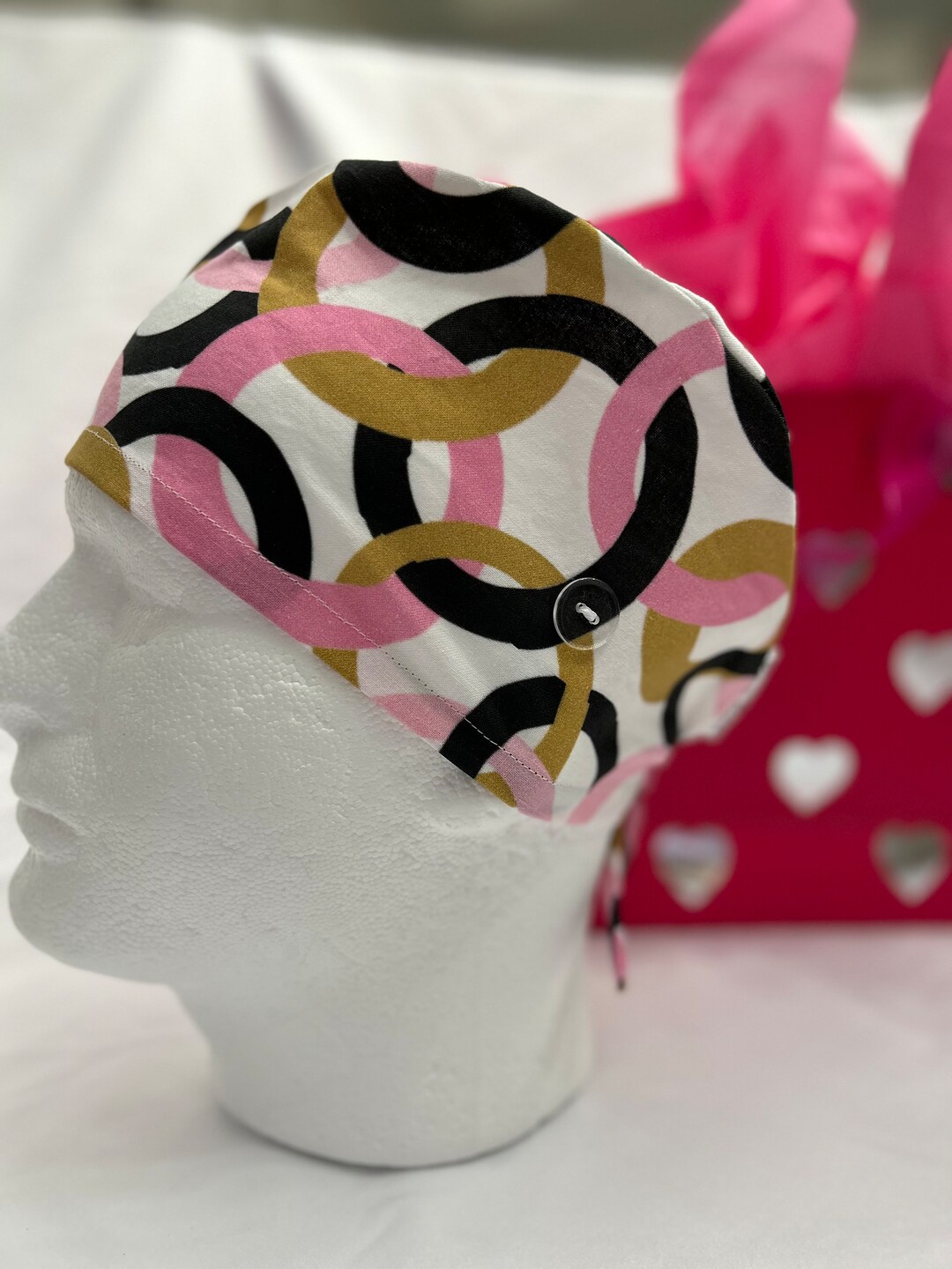 Interlocking Rings black/pink/gold Scrub Cap - Etsy