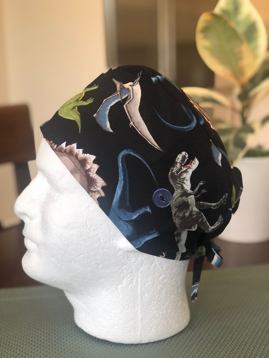 Reptile Dinosaur Black Scrub Cap - Etsy