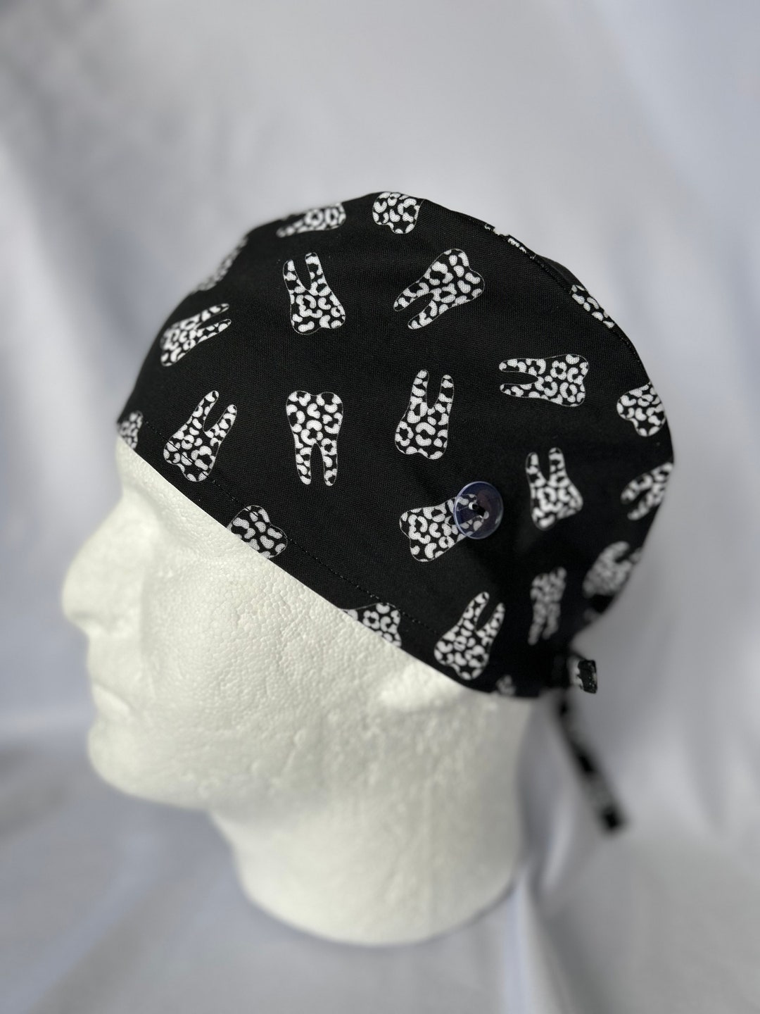 Leopard Teeth Black on Black Dental Surgical Scrub Cap - Etsy