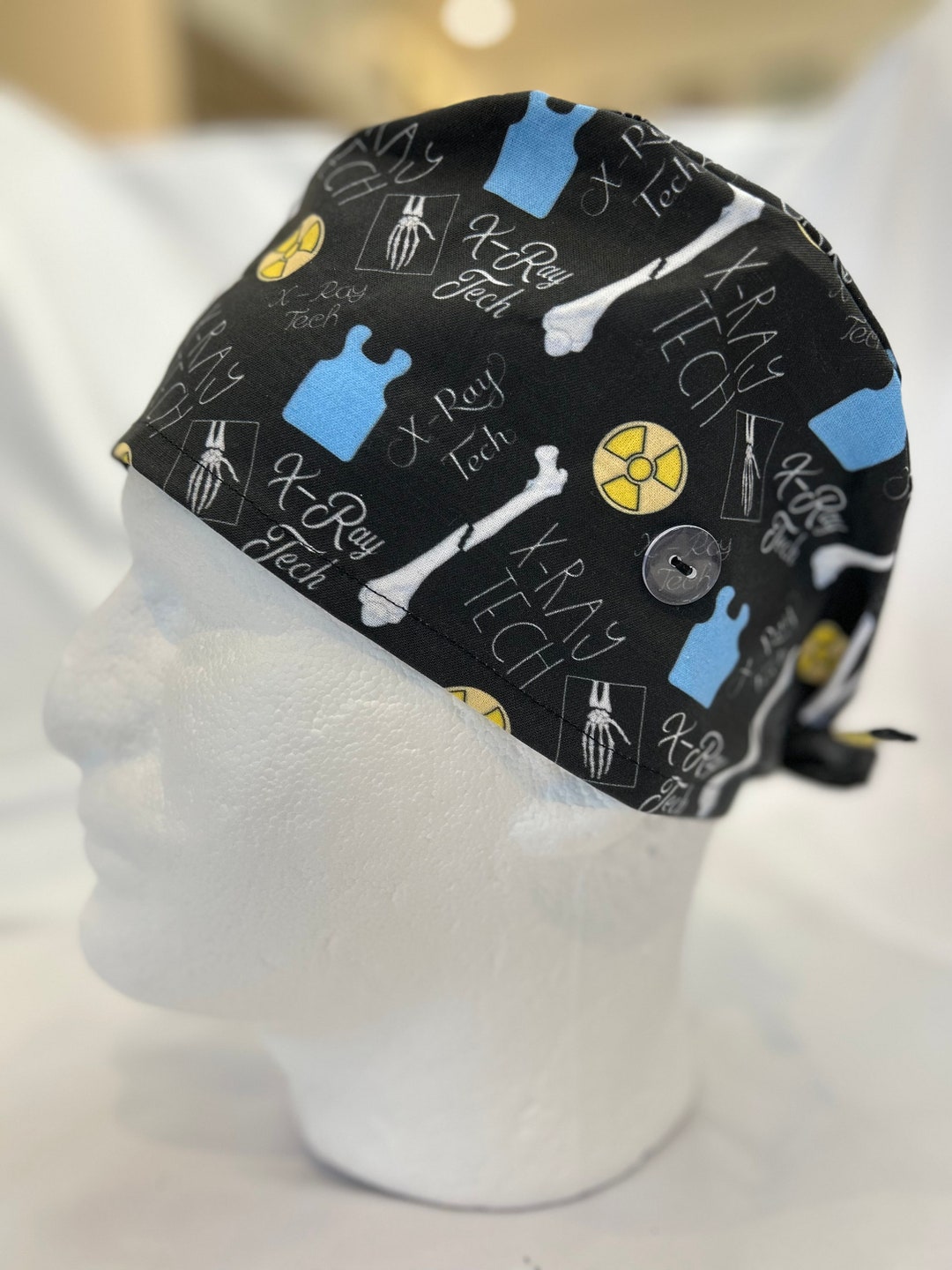 X-ray Tech Scrub Cap in (white/yellow/blue) ON BLACK - Etsy