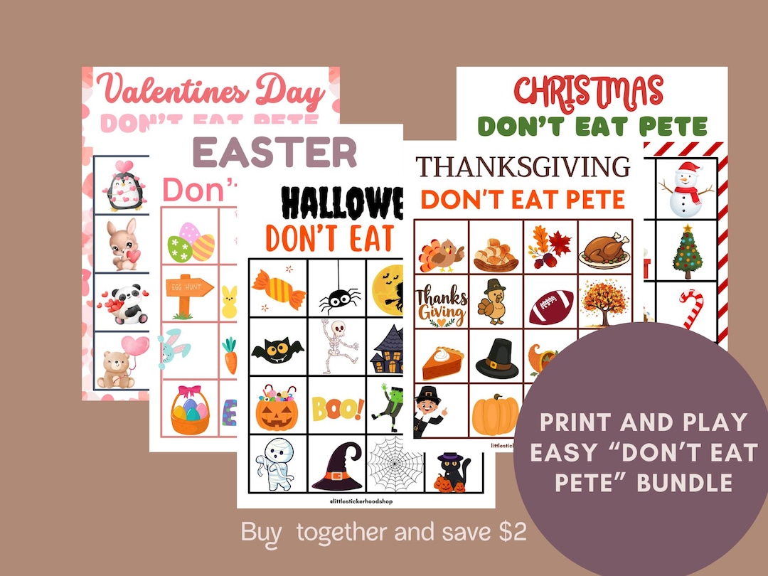 Don't Eat Pete Game Bundle , Printable Party Game (digital Download) - Etsy