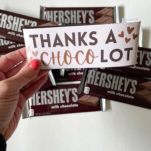 INSTANT DOWNLOAD Chocolate Hershey Bar Thanks Appreciation Printables ...