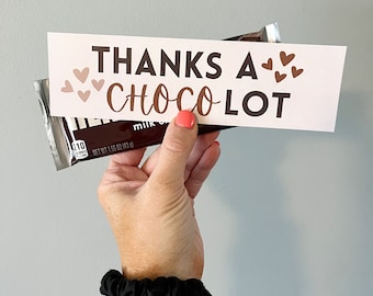 INSTANT DOWNLOAD Chocolate Hershey Bar Thanks Appreciation Printables ...