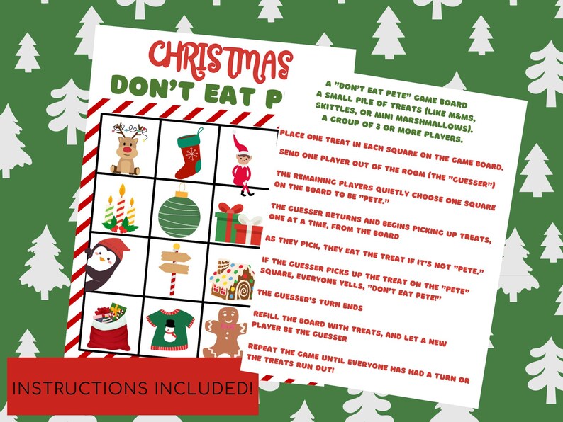 Christmas Don't Eat Pete Game, Printable Board (digital Download) - Etsy