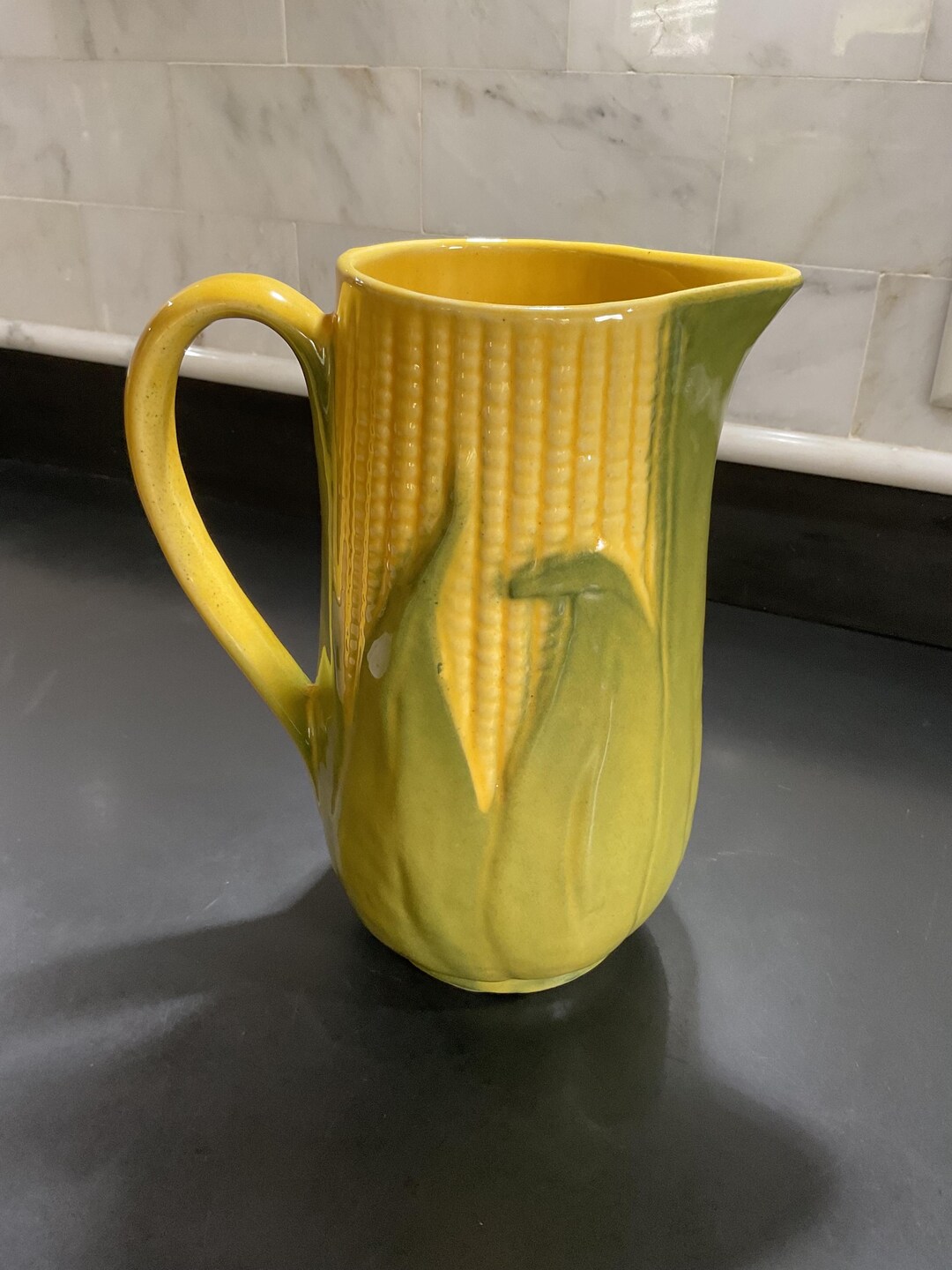 Corn King Pitcher by Shawnee Pottery, Yellow and Green 8.25 Inches Tall ...