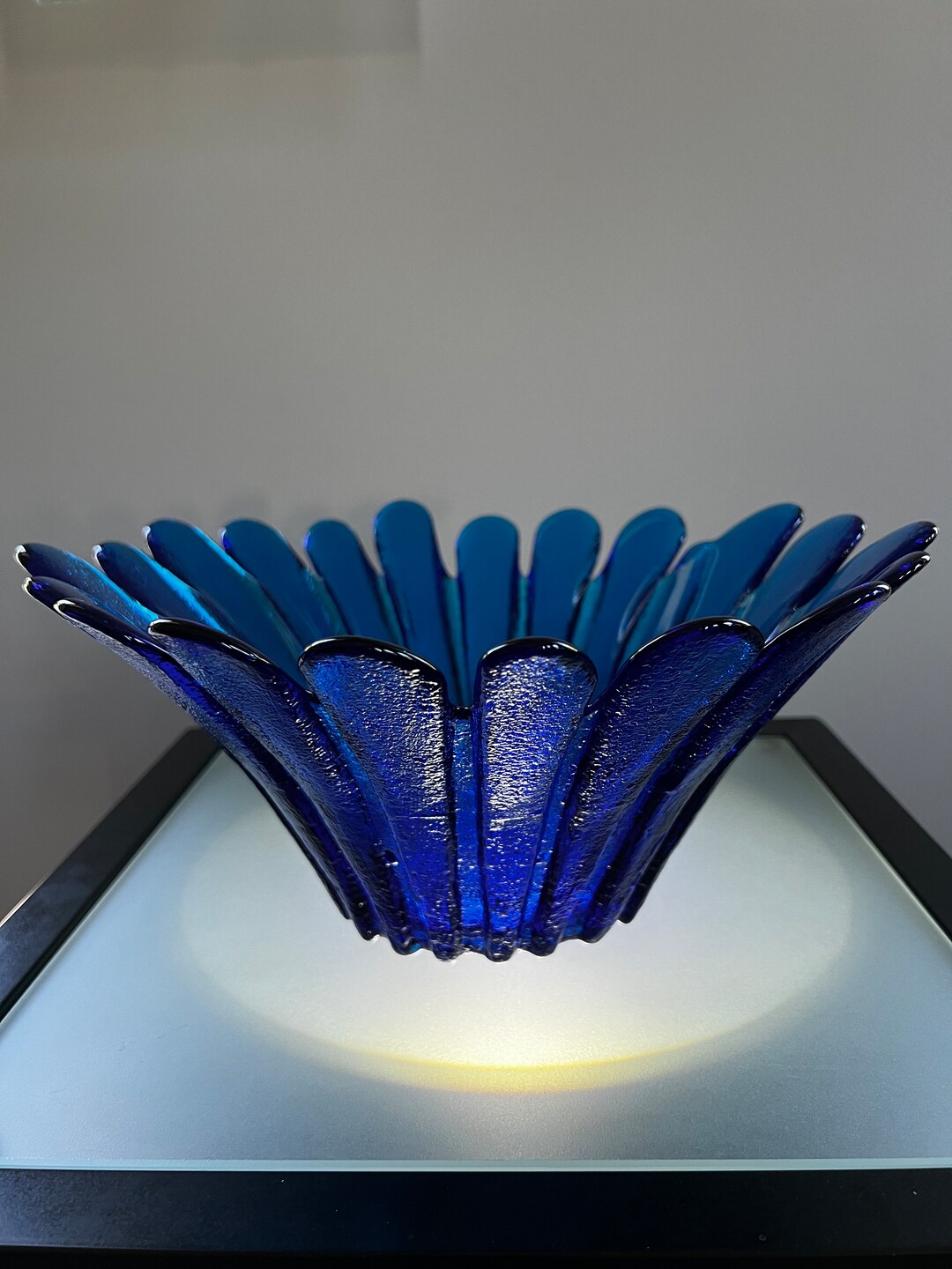 Large Blenko Glass Cobalt Blue Daisy Bowl Hand Made Blenko 847L ...