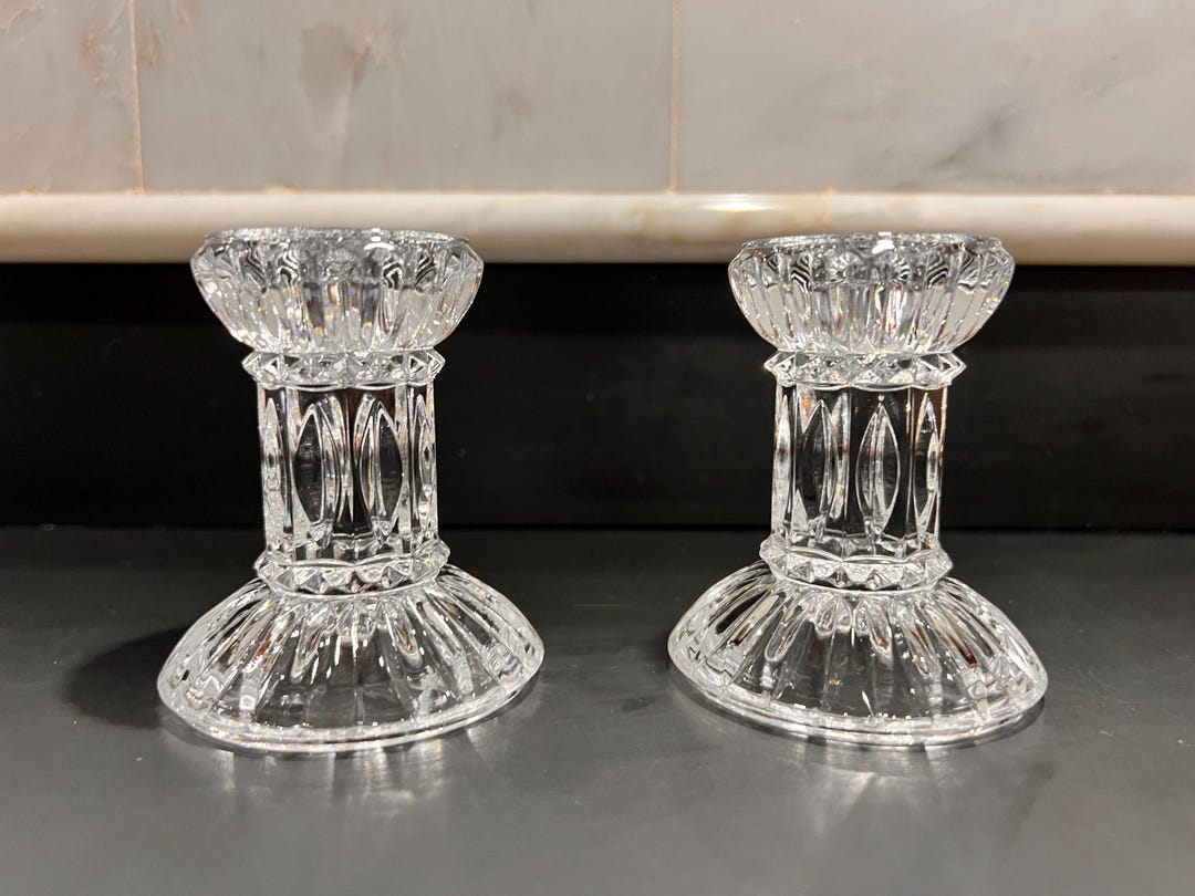 Vintage Mikasa Jubilation Fluted Crystal 3 Inch Candlestick Holders Set ...