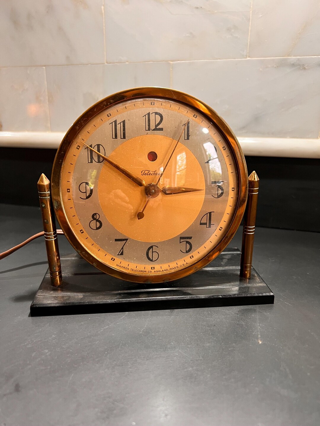 Vintage the Telart Art Deco 1930s Warren Telechron Co. Electric Clock ...