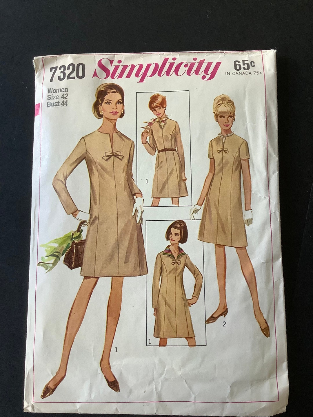 7320 Simplicity Vintage Sewing Pattern Women Size 42 Princessline Dress ...