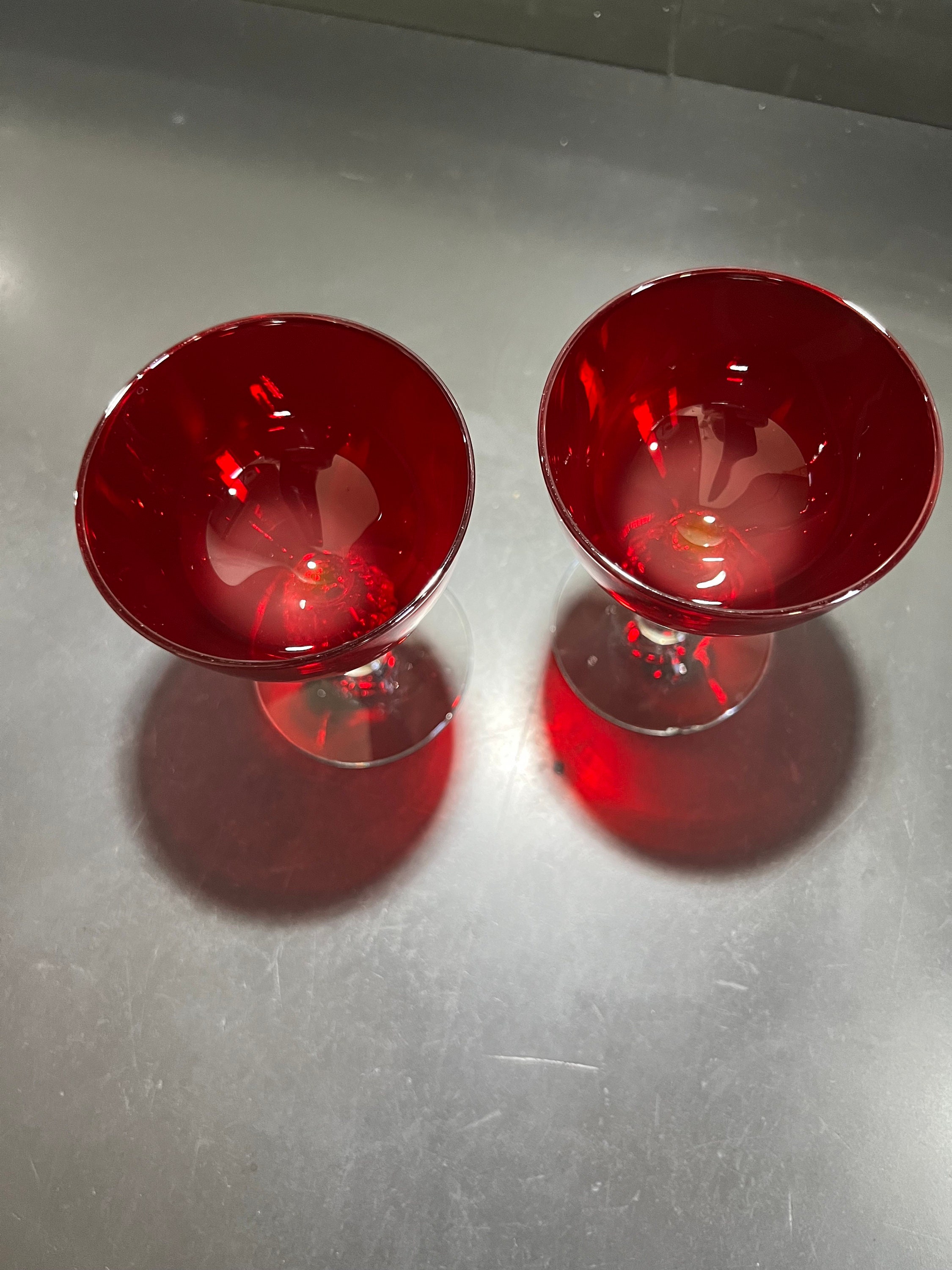 1930s Golf Ball Ruby Red Cocktail Glasses by Morgantown Glass Set of ...