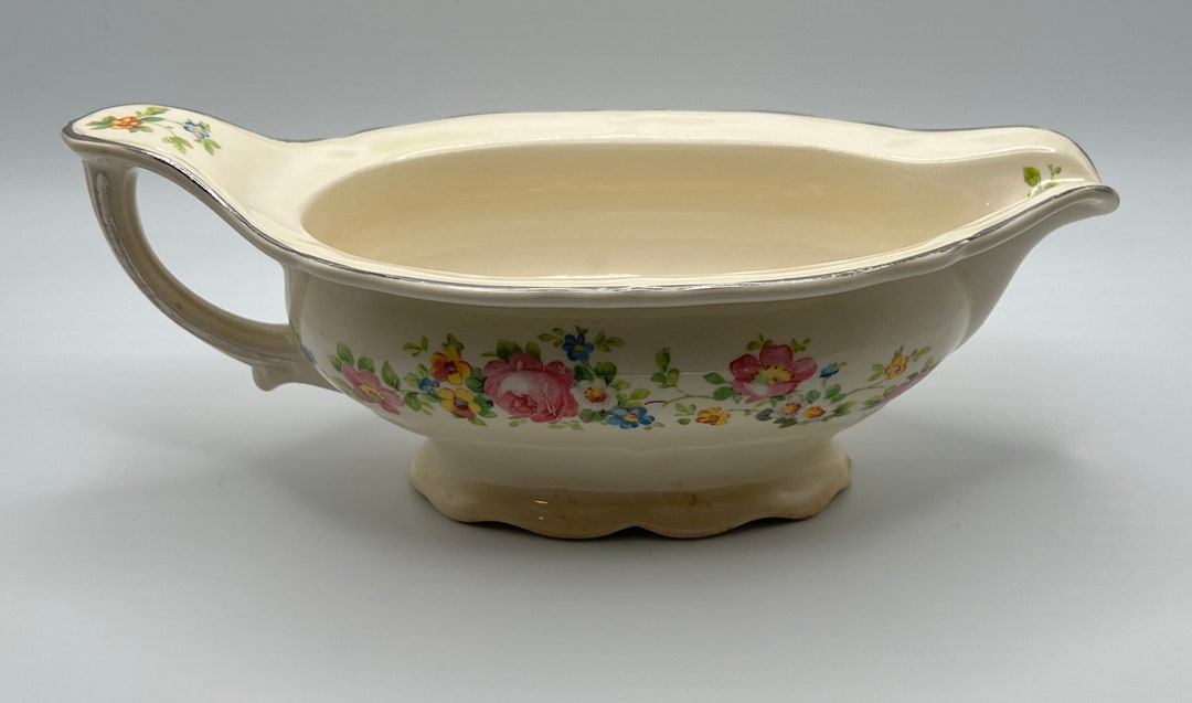 1933 Edwin M. Knowles China Company Sauce Boat Puritan Shape, Floral ...