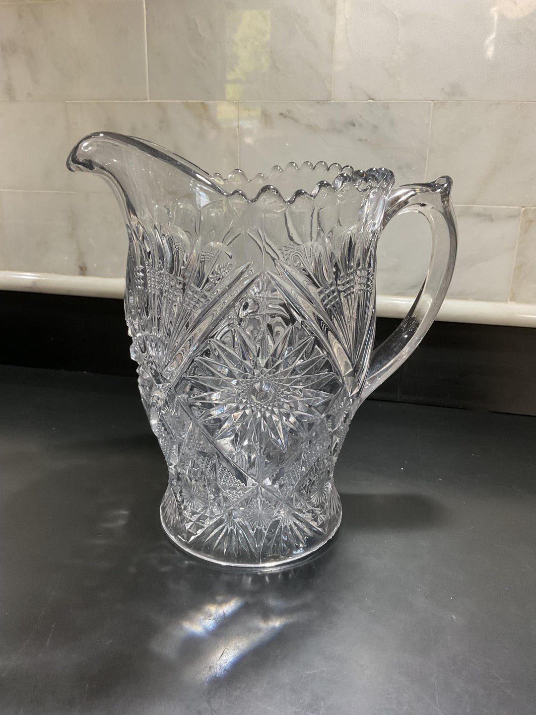 Circa 1913 Lancaster Glass Co. "north Star” “stipple Fans" Large ...